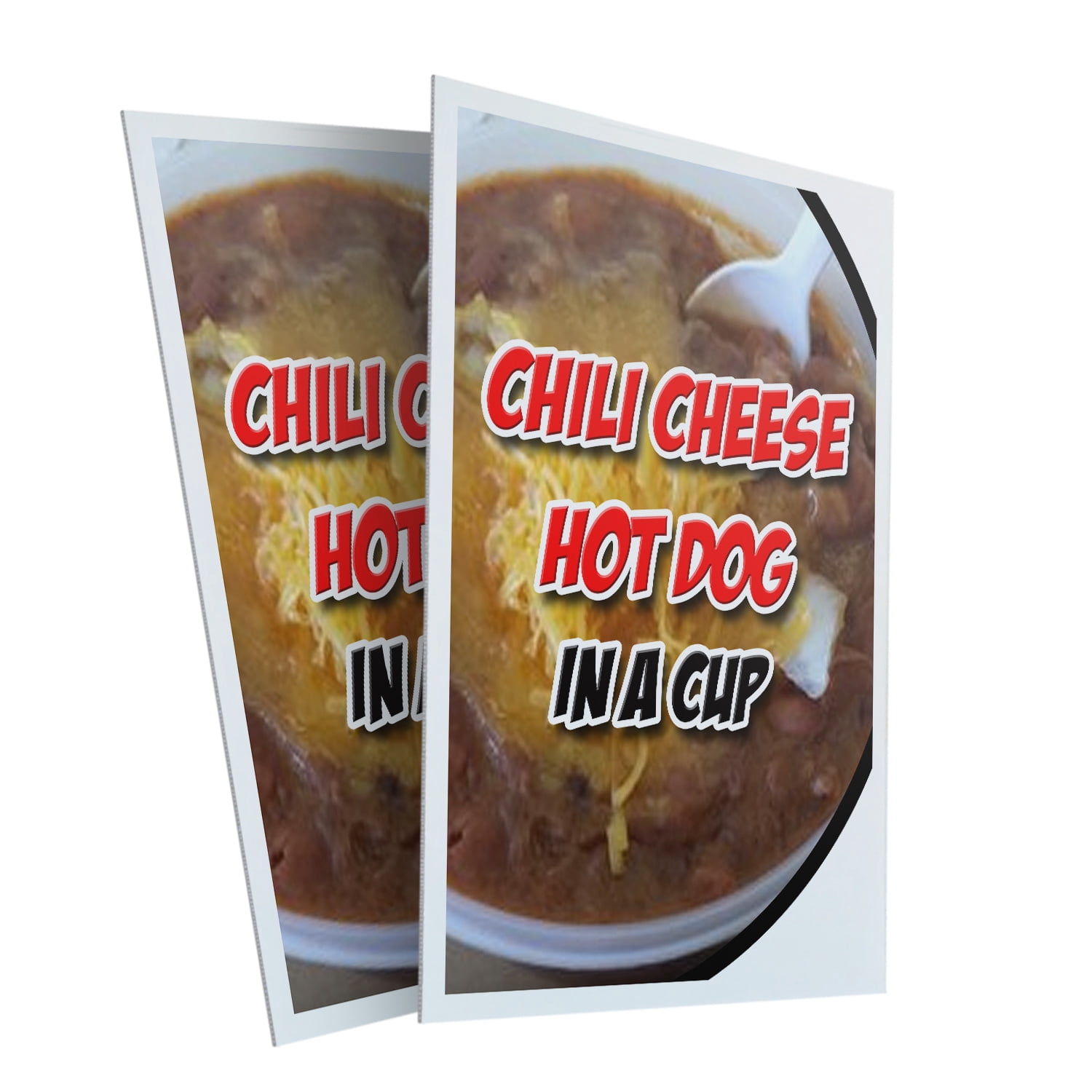 Chili Cheese Hot Dog In A Cup (2-PACK) 24" x 36" Plastic Signs | Sign ...