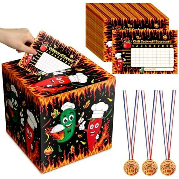 Chili Cook off Contest Ballot Box with 50 Pcs Voting Cards and 3 Pcs ...