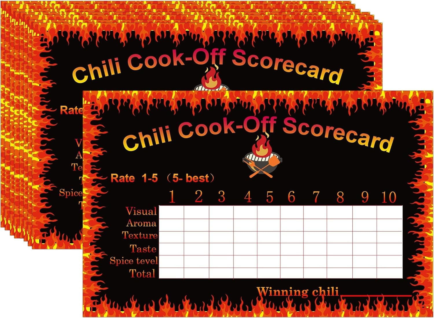 Chili Cook Off Contest Card 25 Pcs Chili Cook Off Banner Score Cards ...