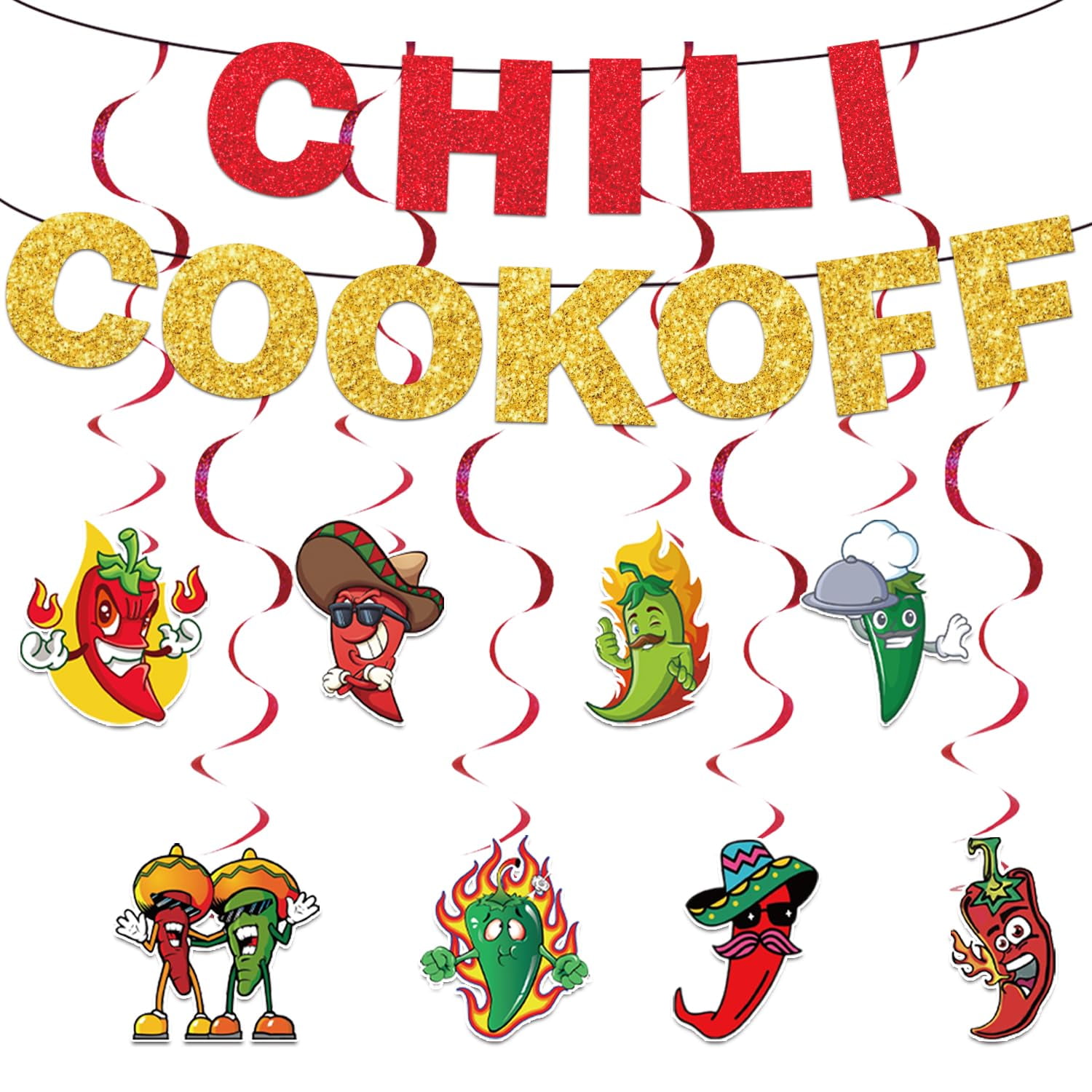 Chili Cook Off Decorations, 1 Pc Chili Cook Off Banner 8 Pcs Chili ...