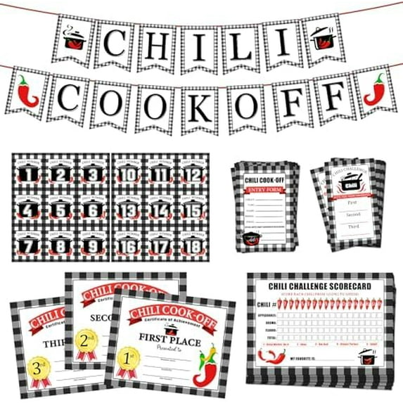 Chili Cook Off Party Kit - Contest Banner, Entry Forms, Pot Numbers ...