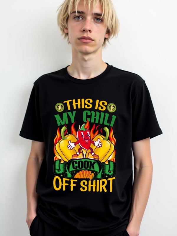 Chili Cook-Off Shirt for men Crew neck T-shirts black graphic gifts Hip ...