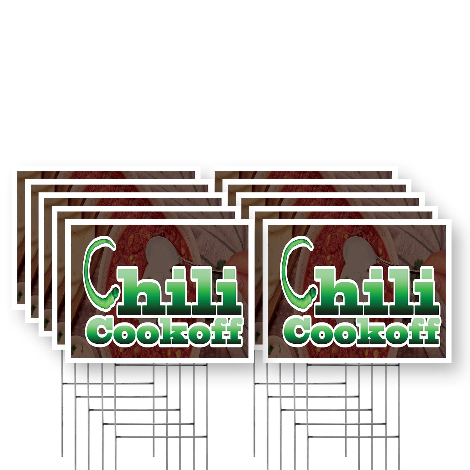 Chili Cook Off Yard Sign 10 Pack of 12 Inch x 16 Inch Double Sided ...