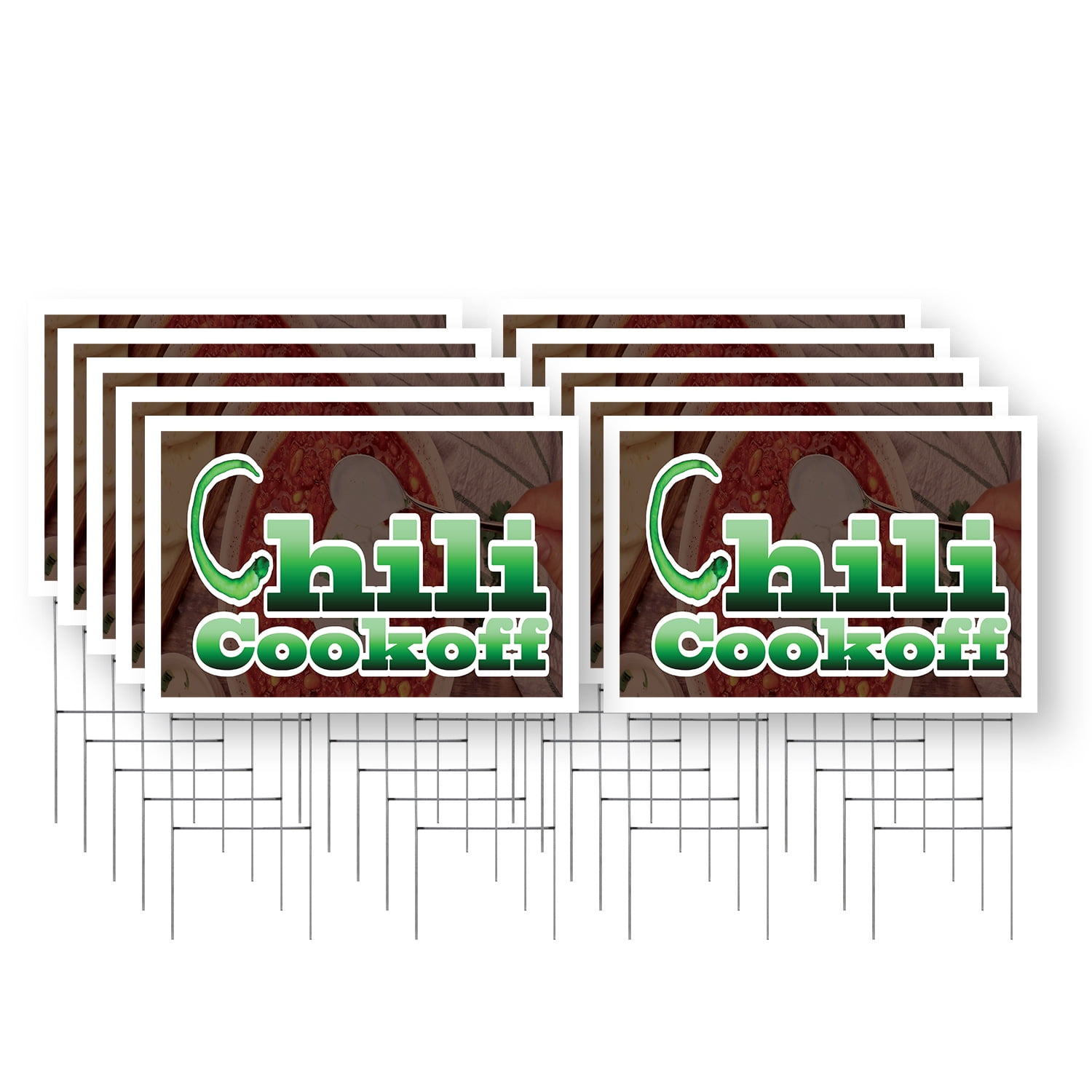 Chili Cook Off Yard Sign 10 Pack of 24 Inch x 36 Inch Double Sided ...