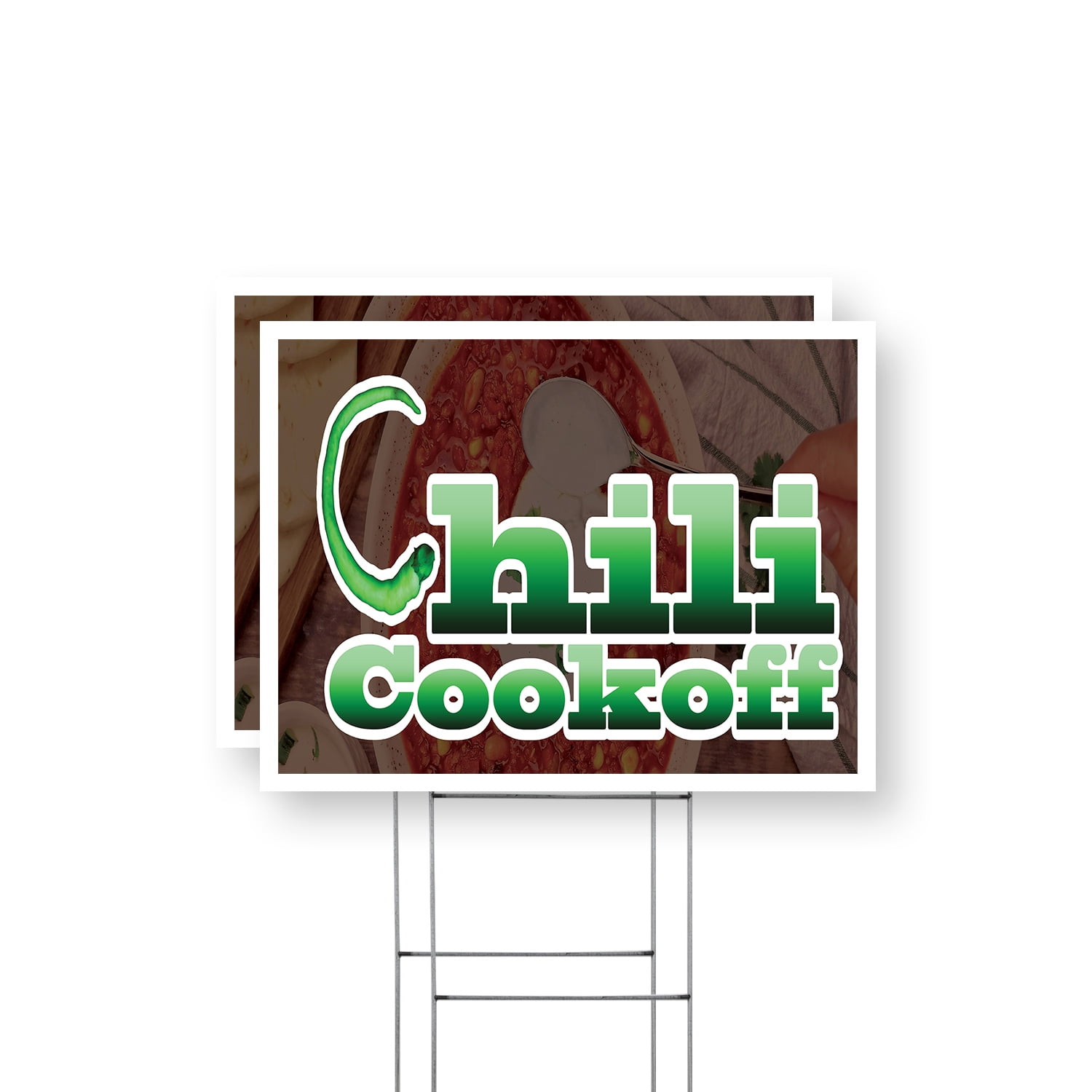 Chili Cook Off Yard Sign 2 Pack of 12 Inch x 16 Inch Single Sided ...