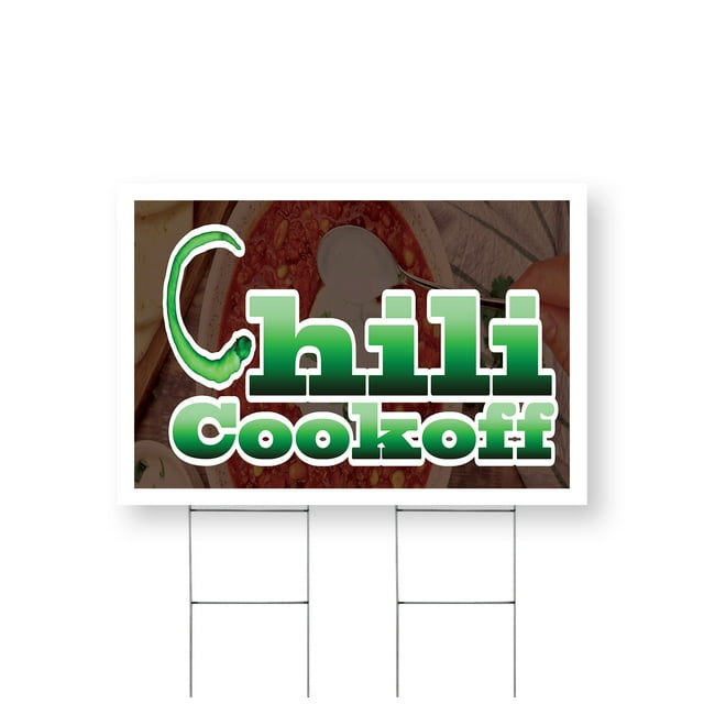 Chili Cook Off Yard Sign 24 Inch x 36 Inch Double Sided Weatherproof ...