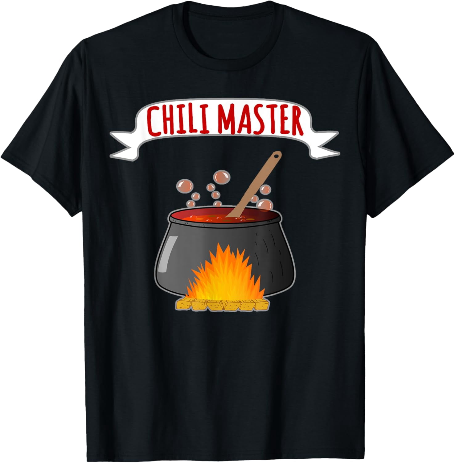 Chili Master Funny Flaming Chili Pot Cook-off Recognition T-Shirt men ...