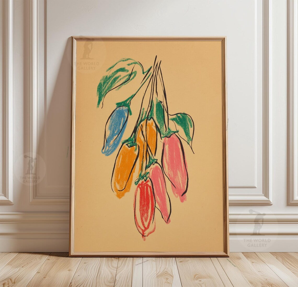Chili Pepper Botanical Hand Drawn Food Illustration Kitchen Decor ...