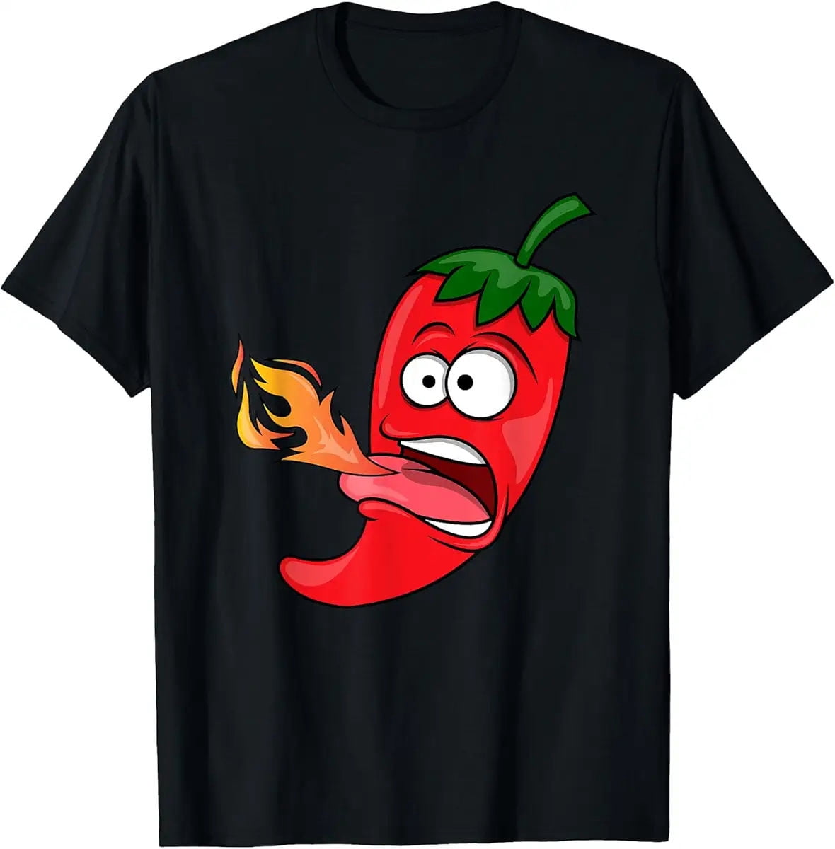 Chili Pepper Breathing Fire Red Hot Funny Cartoon Graphic Unisex T ...