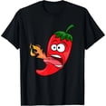 Chili Pepper Breathing Fire Red Hot Funny Cartoon Graphic Unisex T ...