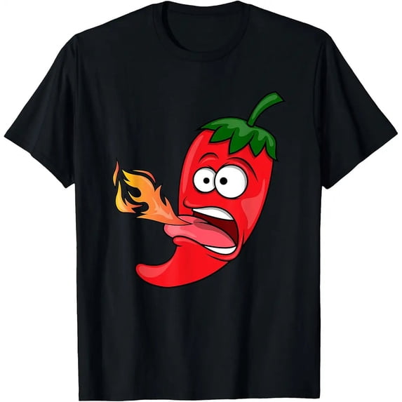 Chili Pepper Breathing Fire Red Hot Funny Cartoon Graphic Unisex T ...
