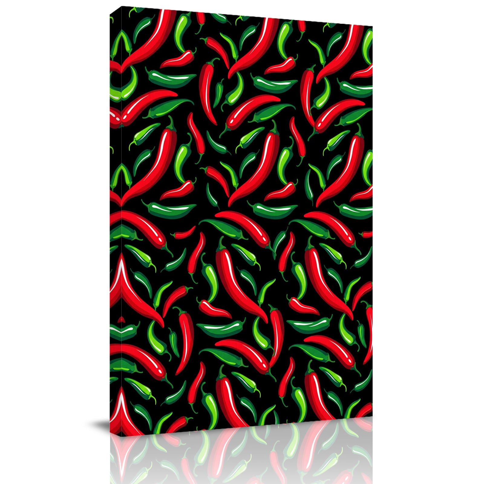 Chili Pepper Canvas Wall Art for Living Room, Country Red Green Chili ...