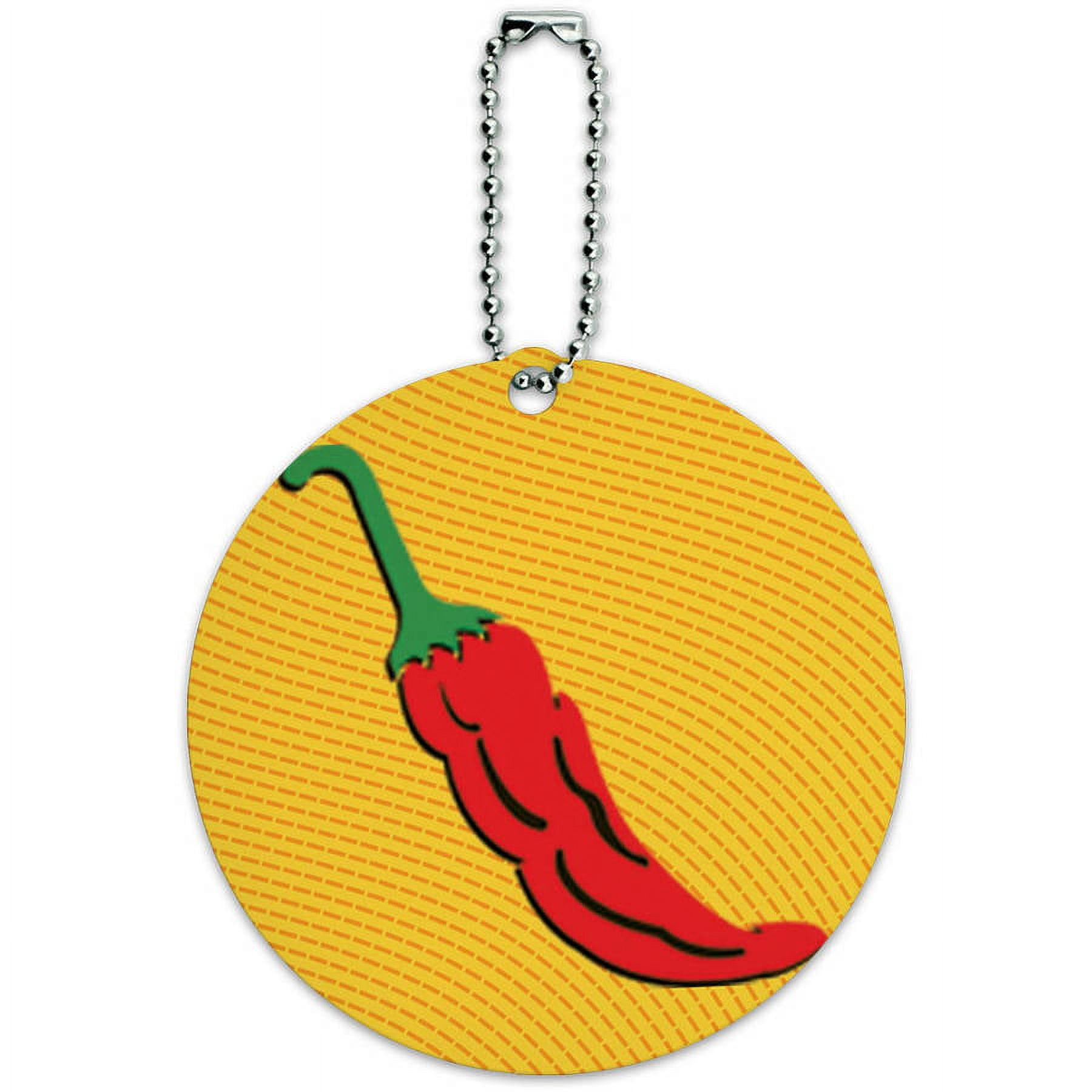 Chili Pepper Fun Southwest Fiesta Mexican Round Luggage ID Tag Card for ...