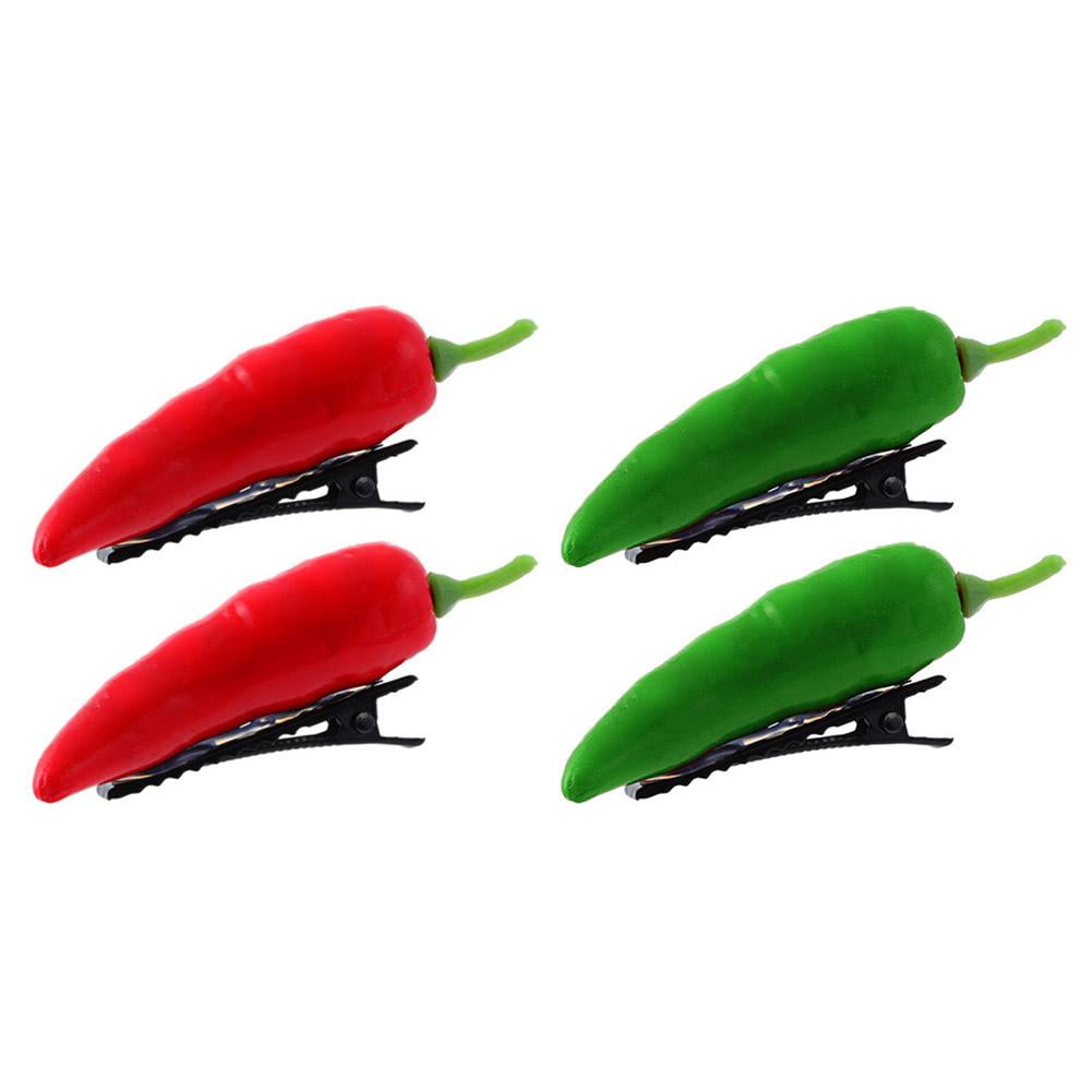 Chili Pepper Hair Clips, Creative Chili Hairpin, Silated Food Chili ...
