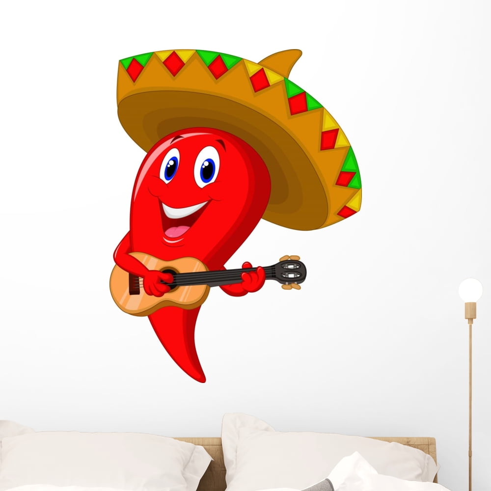 Chili Pepper Mariachi Wearing Wall Decal Mural by Wallmonkeys Vinyl ...
