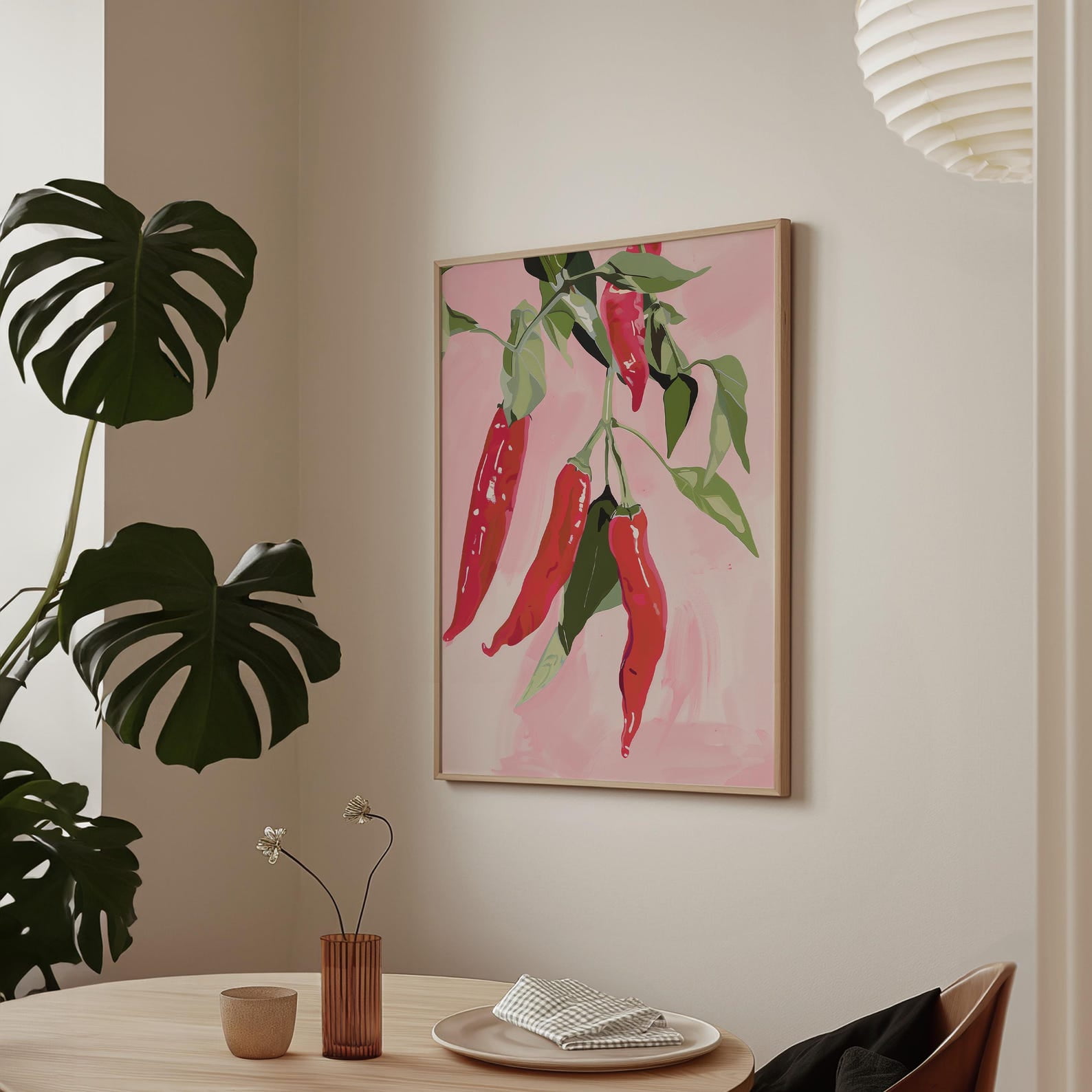 Chili Pepper PRINTABLE Art | Modern Kitchen Wall Decor | Bold Botanical ...