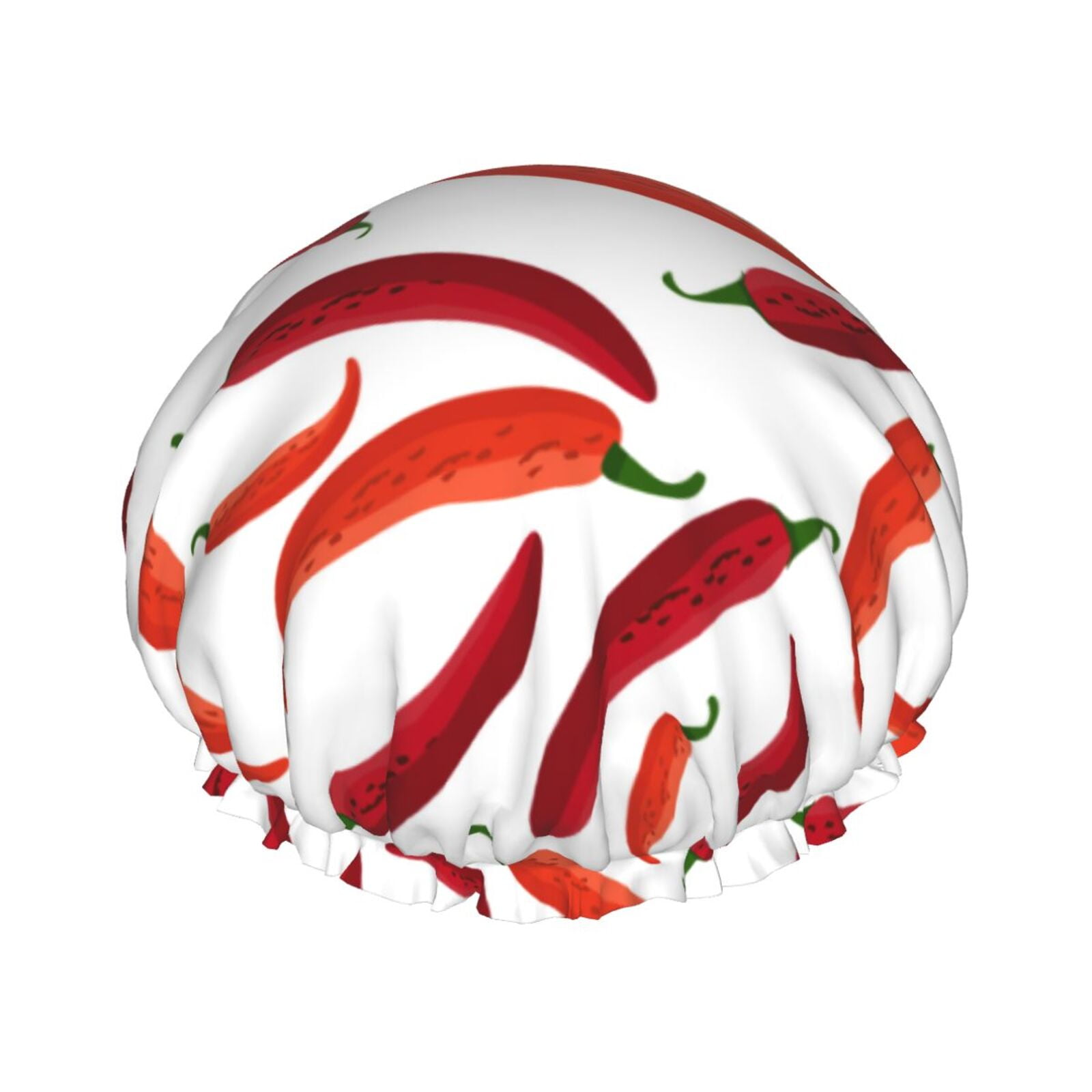 Chili Pepper Print red Shower Cap for Women, Double Waterproof Layers ...