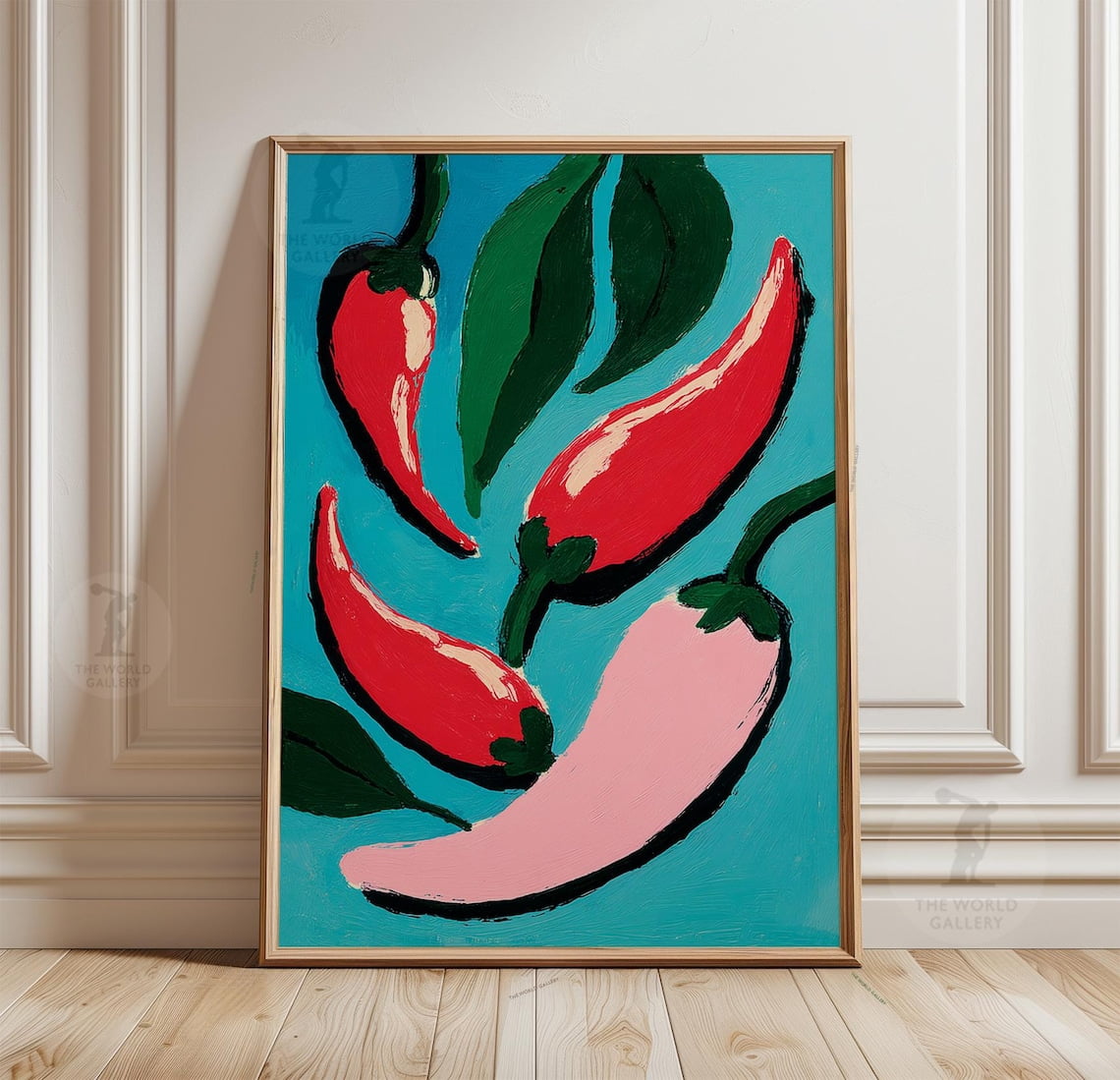 Chili Pepper Set Abstract Kitchen Modern Food Illustration, Stretched ...