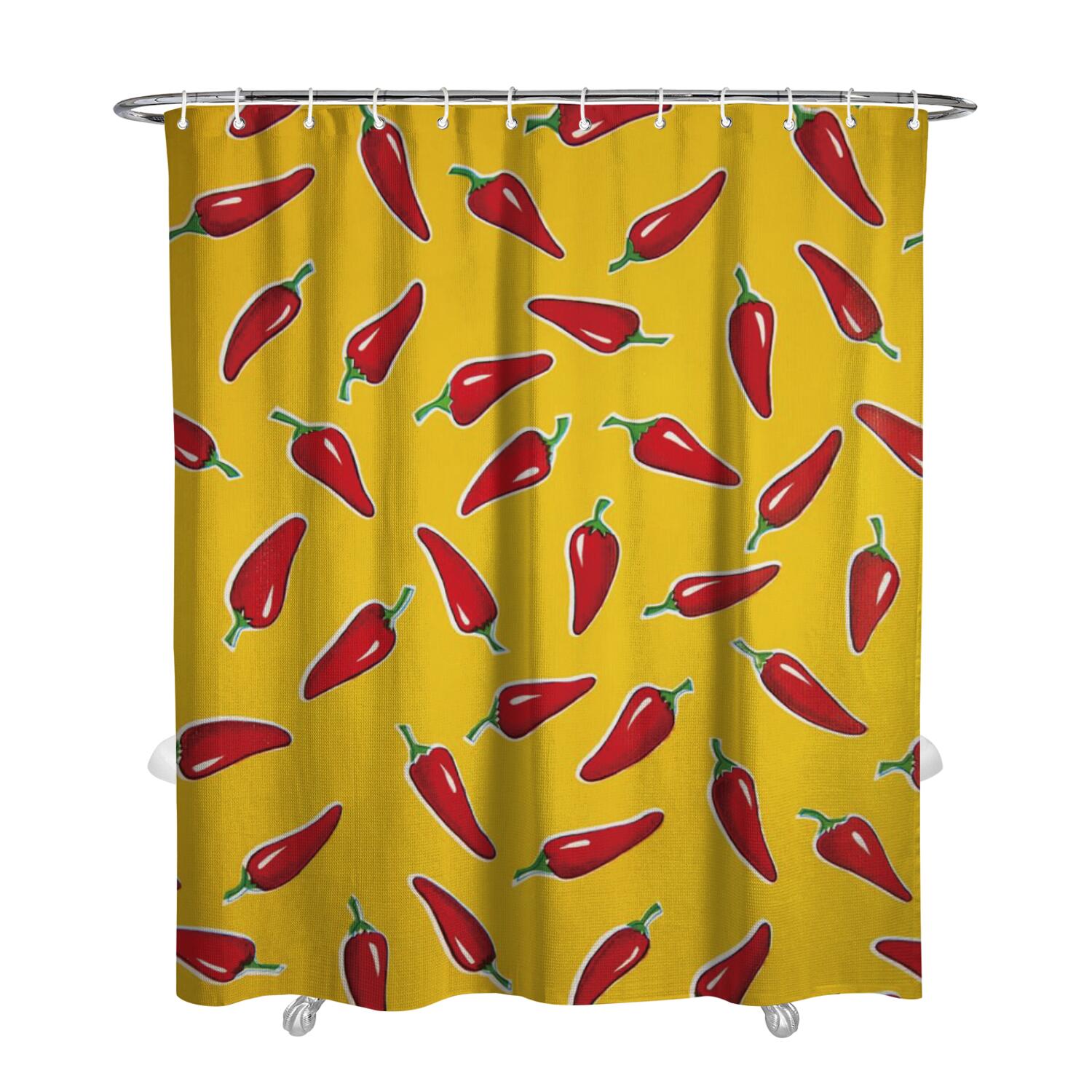 Chili Pepper Shower Curtain, Waterproof Fabric Bathroom Shower Curtain ...