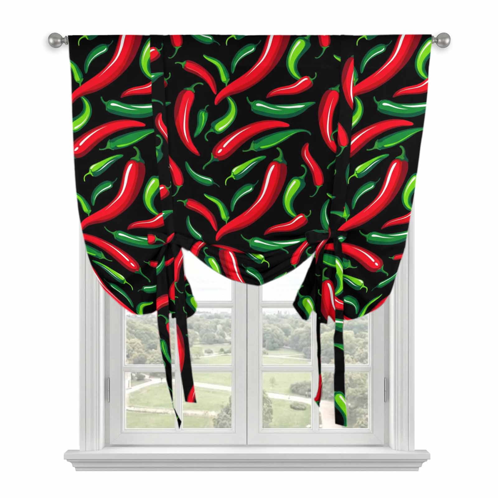 Chili Pepper Tie Up Curtains for Window, Thermal Insulated Balloon ...