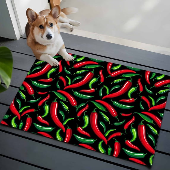 Chili Pepper Washable Entry Rug 2x3 Country Red Green Chili Pepper ...