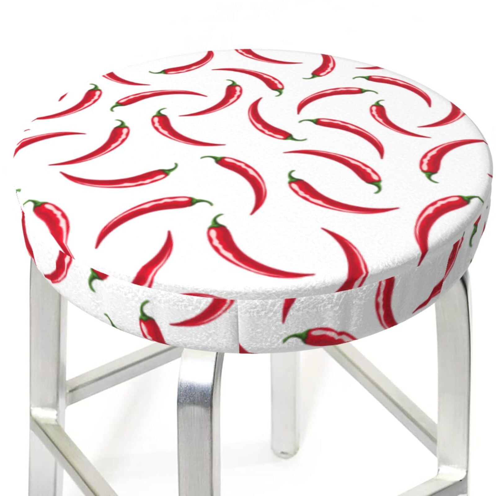 Chili Pepper red Print Bar Stool Covers - Stretch Round Seat Covers ...