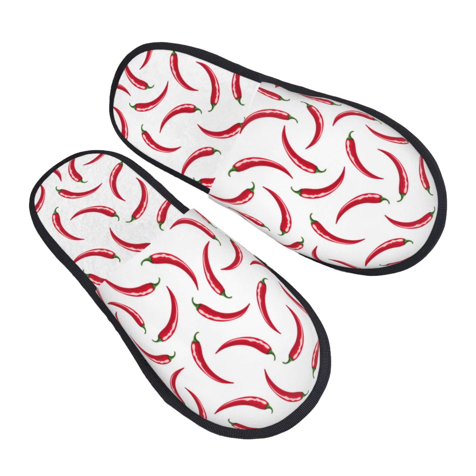Chili Pepper red Print House Slippers for Women Indoor, Fuzzy Warm ...