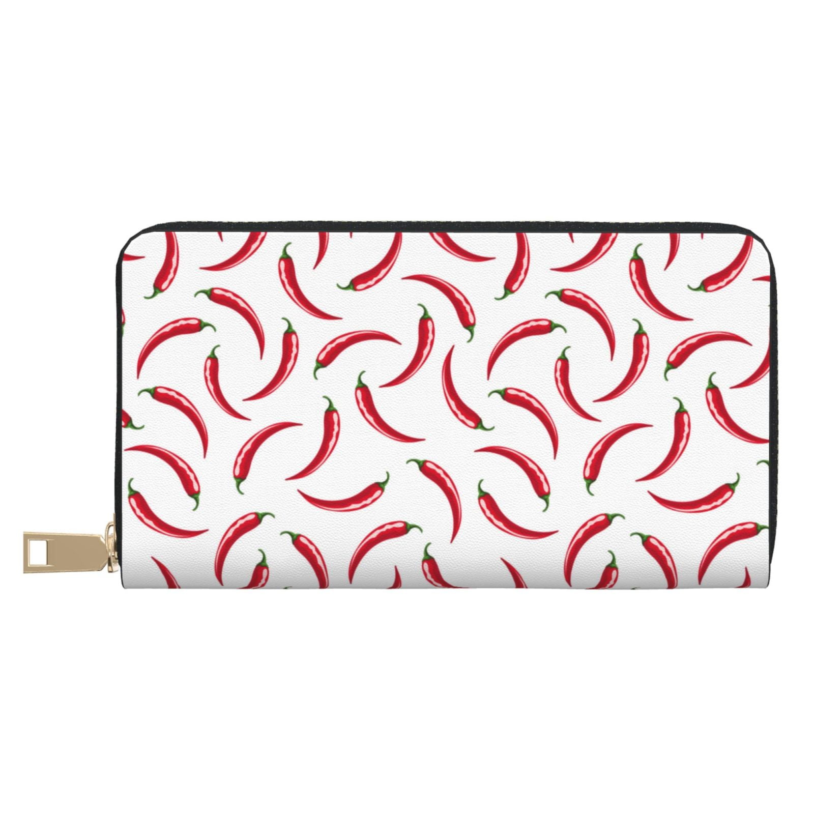 Chili Pepper red Print Wallet Women, Leather Bifold Multi Card Wallet ...