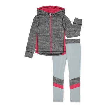 Athletic Works Girls Printed Fleece Sweatshirt and Jogger Sweatpants, 2 ...