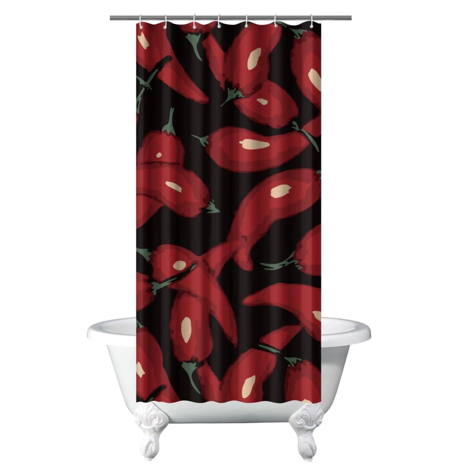 Chili Shower Curtain Spicy Chili Peppers Hot Red Vegetable Pattern ...