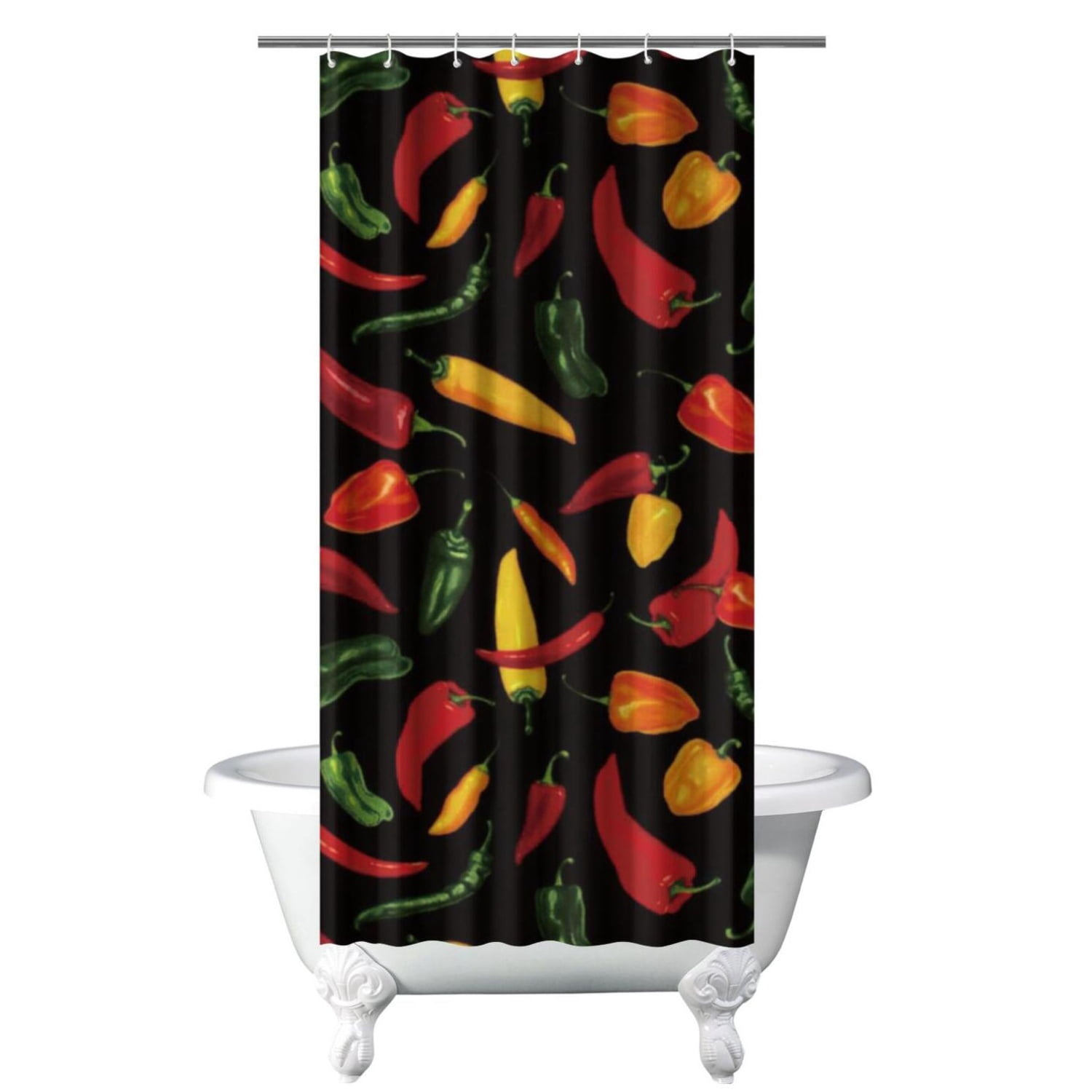 Chili Shower Curtain Spicy Chili Peppers Hot Red Vegetable Pattern ...
