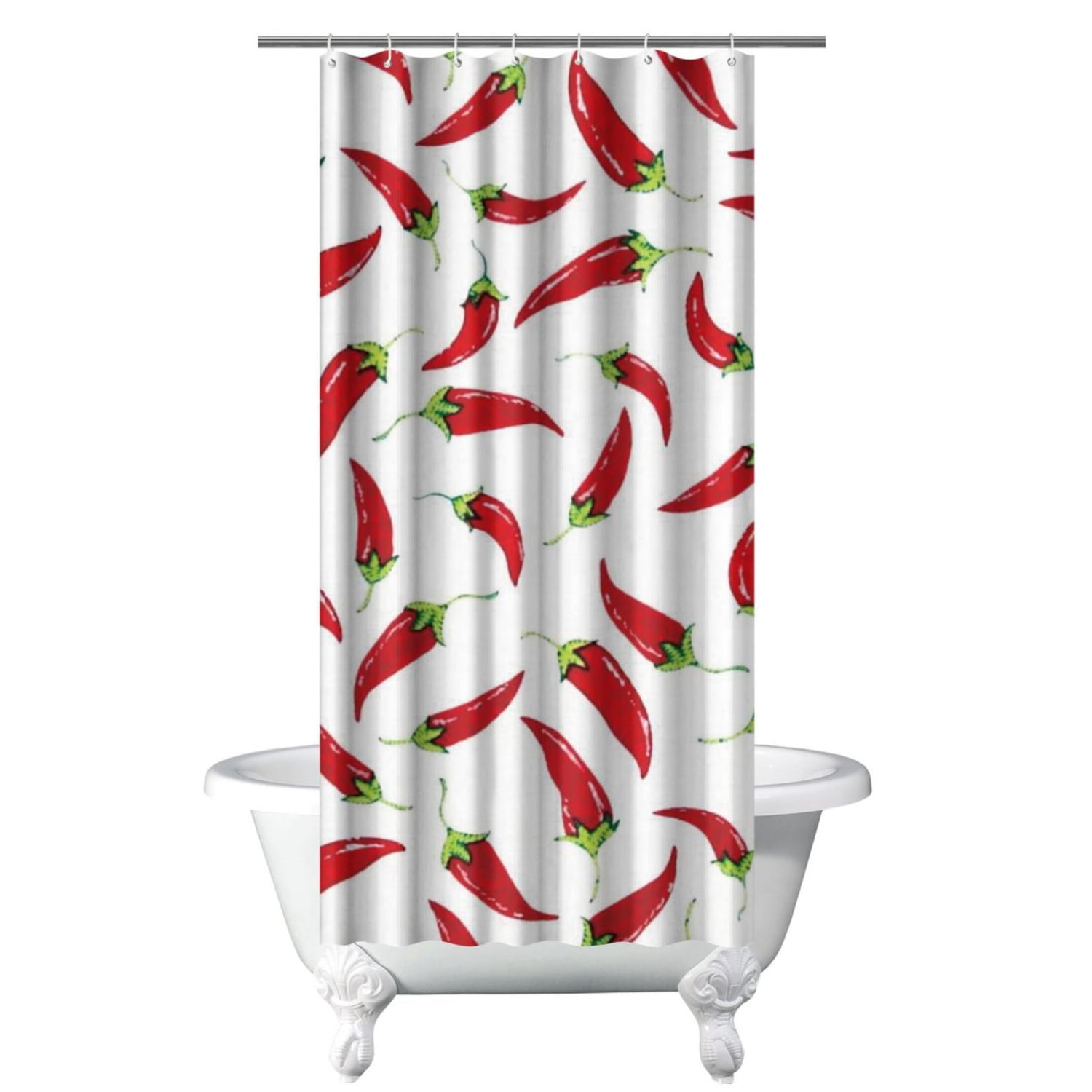 Chili Shower Curtain Spicy Chili Peppers Hot Red Vegetable Pattern ...