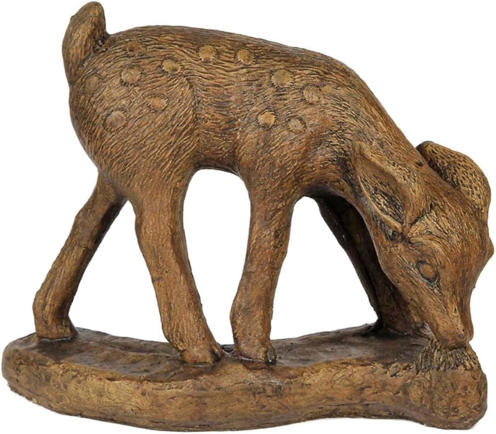 Solid Rock Stoneworks Fawn Grazing Concrete Statue, 11" Tall, Espresso ...