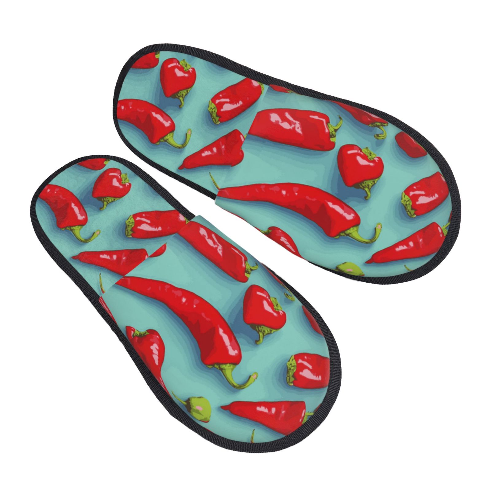 Chili bell Pepper Print House Slippers for Women Indoor, Fuzzy Warm ...