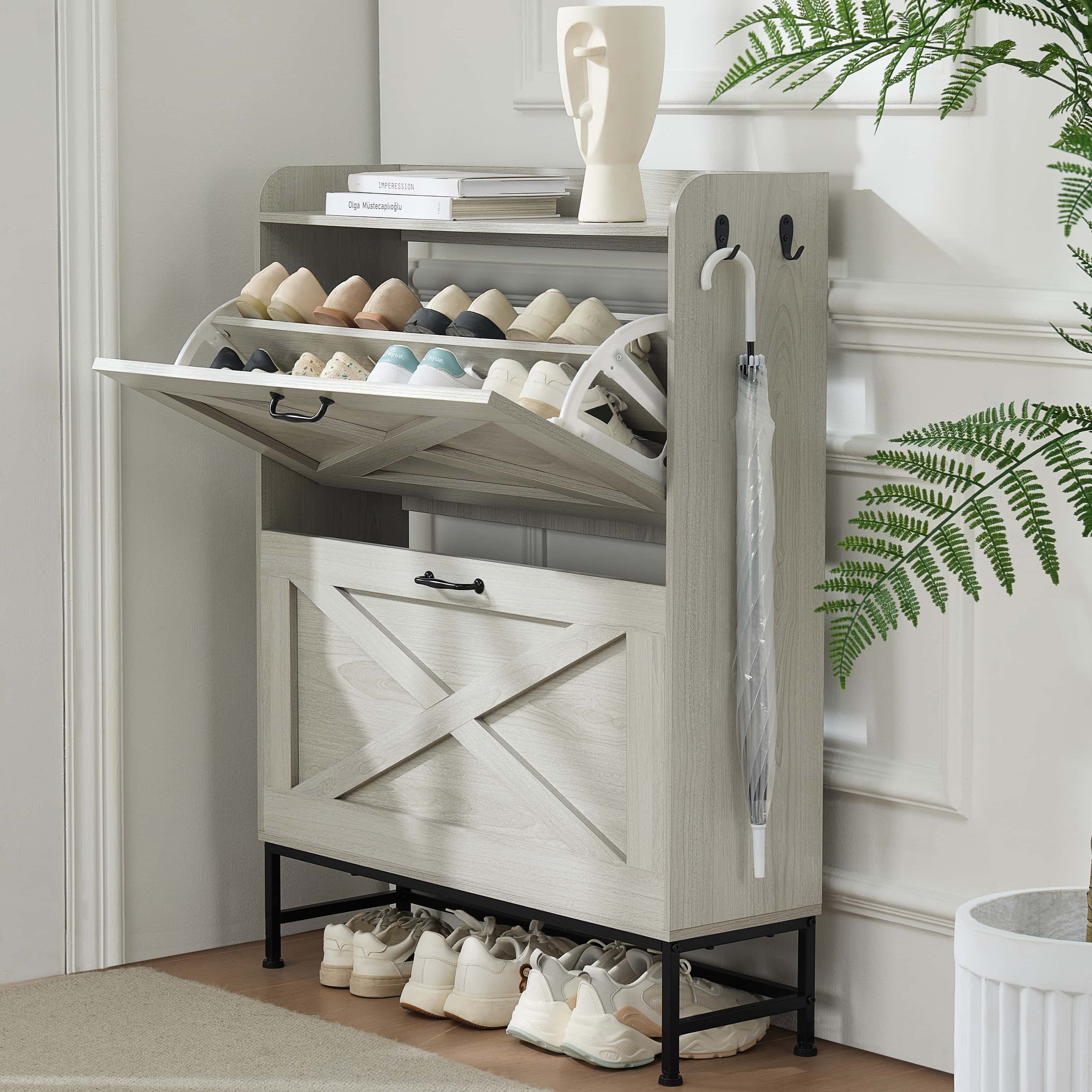 Chilihom Narrow Shoe Cabinet Storage for Entryway, Shoe Organizer with ...