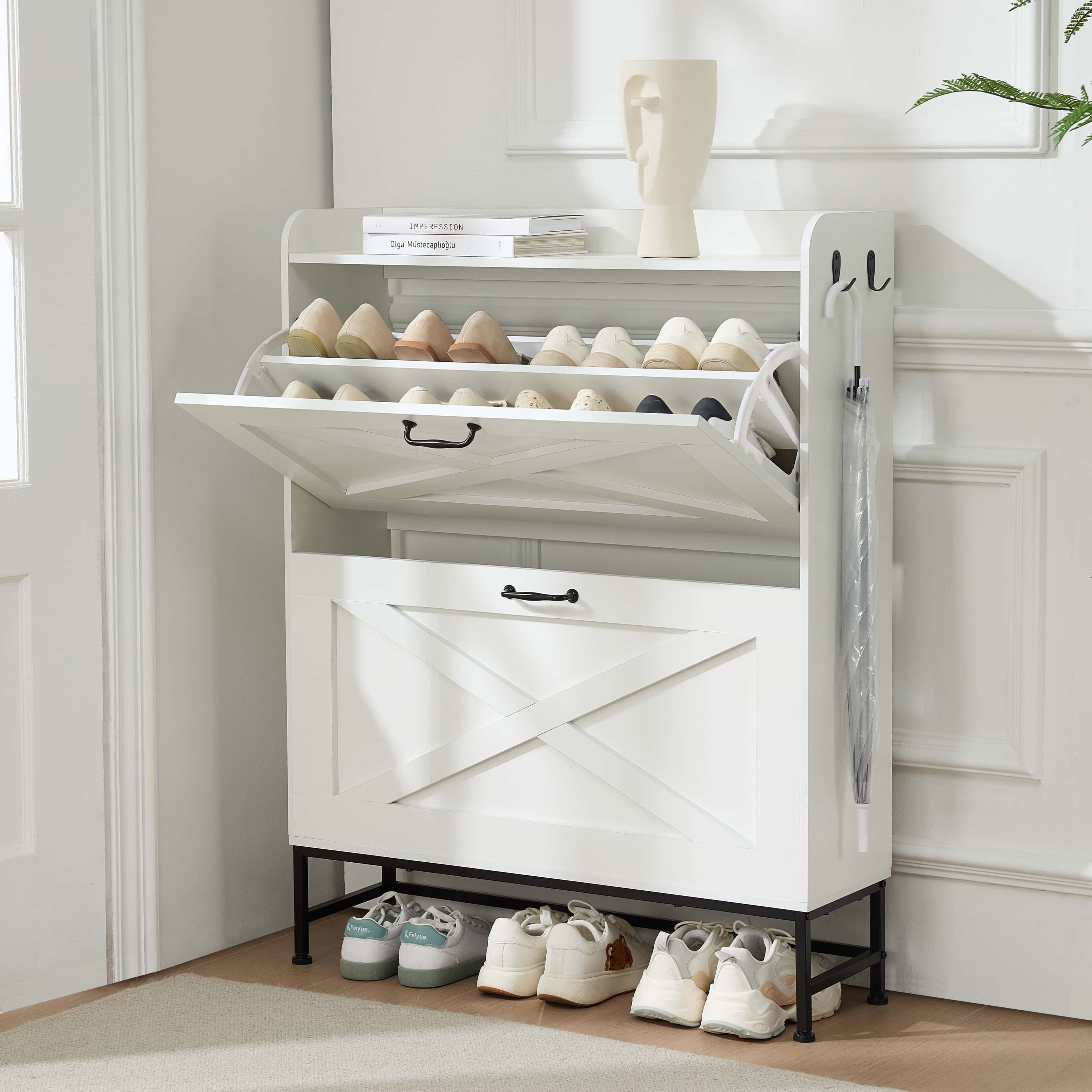 Chilihom Narrow Shoe Cabinet Storage for Entryway, Shoe Organizer with ...