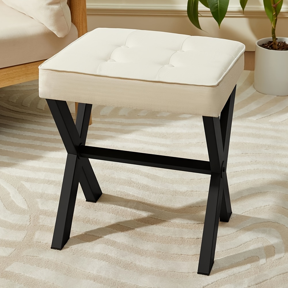 Velvet Tufted Adjustable Swivel Makeup Ottoman Stool Vanity Stool Chair ...