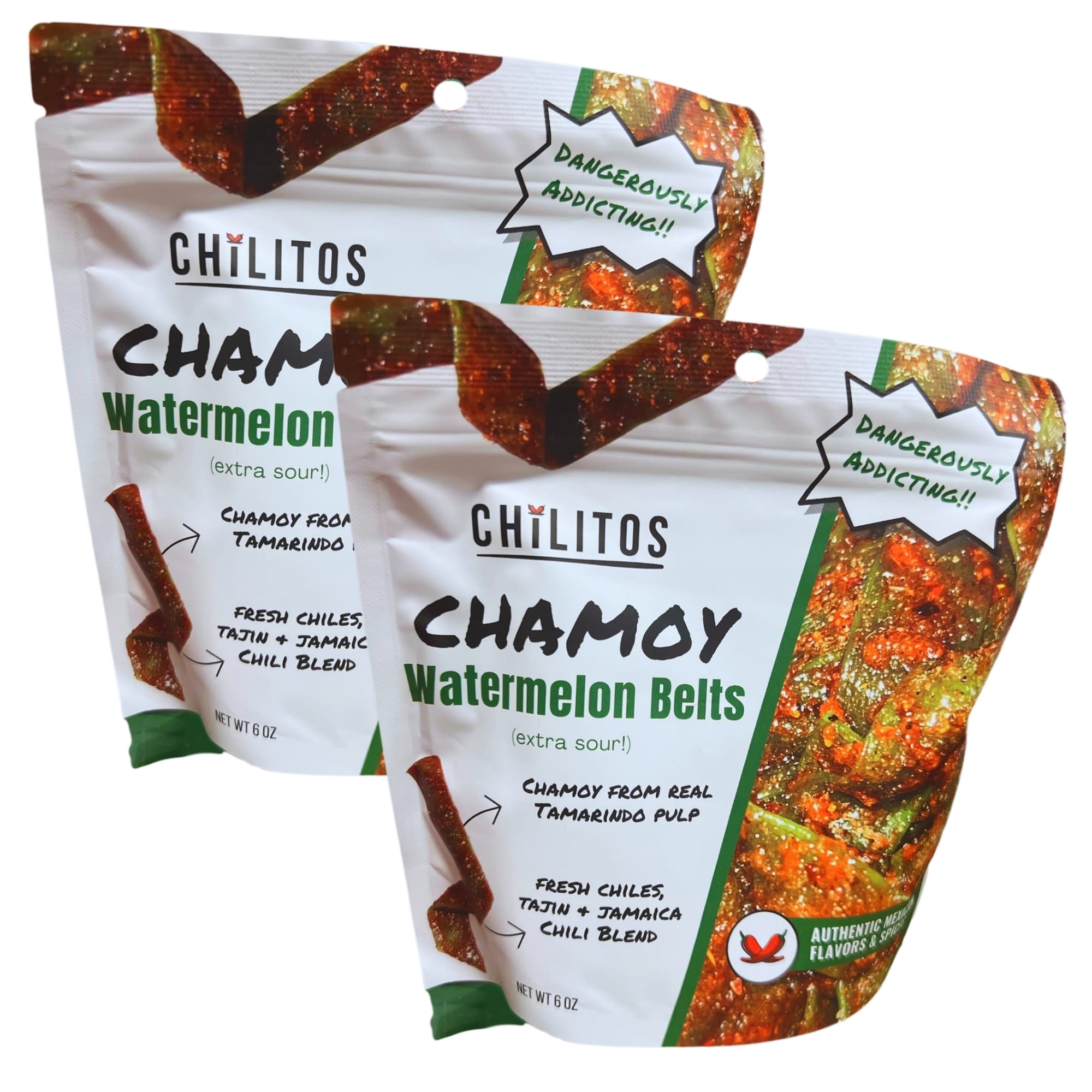 Chilitos Chamoy Watermelon Belts 6 Oz 2 Pack, Spicy Sour Mexican Candy ...