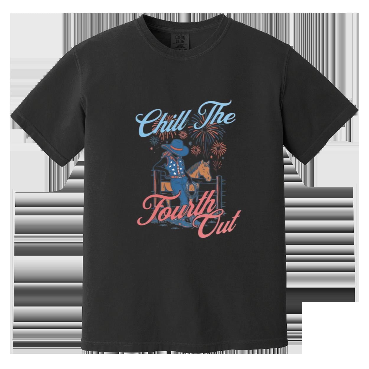 Chill 4th Of July Western Style Comfort Color T-Shirt For Summer PNG ...