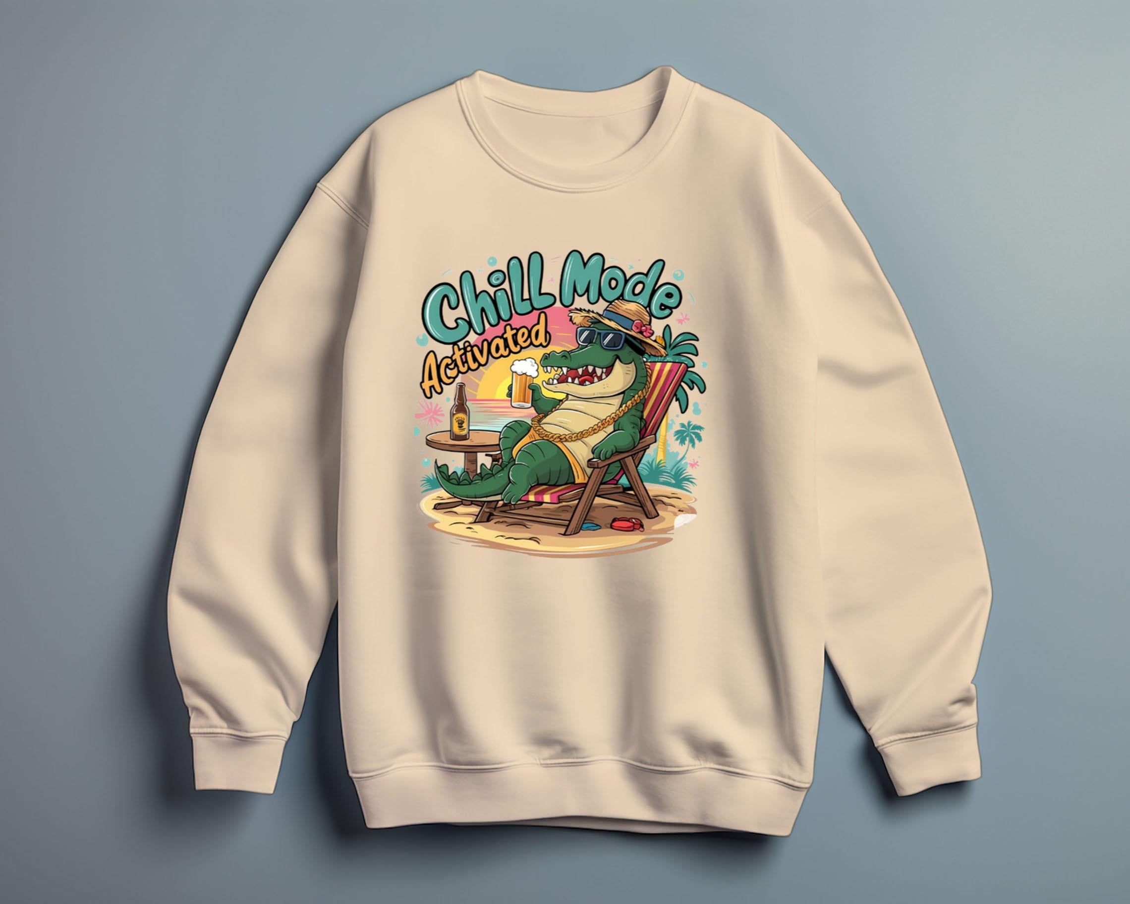 Chill Alligator Beach Vibes - Fun Summer Relaxation Cartoon Art-C ...