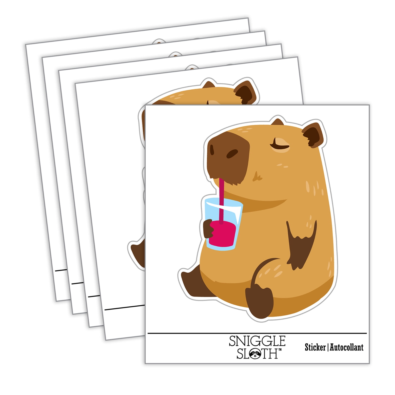 Chill Capybara Drinking Juice Car Window Bumper Water Bottle Phone ...