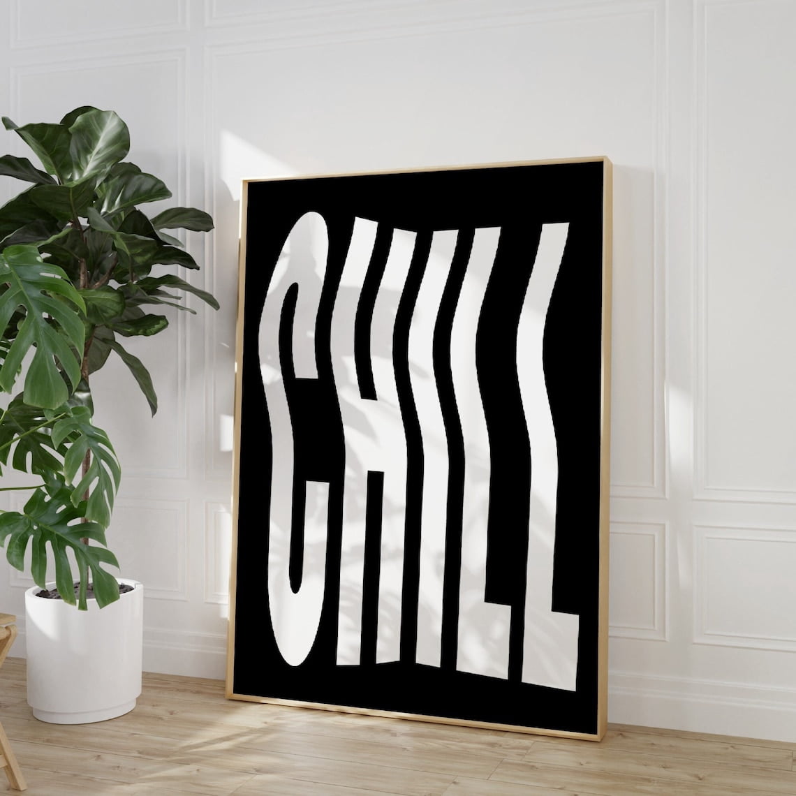Chill Chaos Monochrome Quote Wall Art, Unframed Canvas Size 12x18 ...