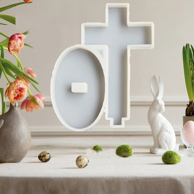 Easter Crucifix Plaster Mould, 3D Concrete Cast, Religious Craft Kit ...