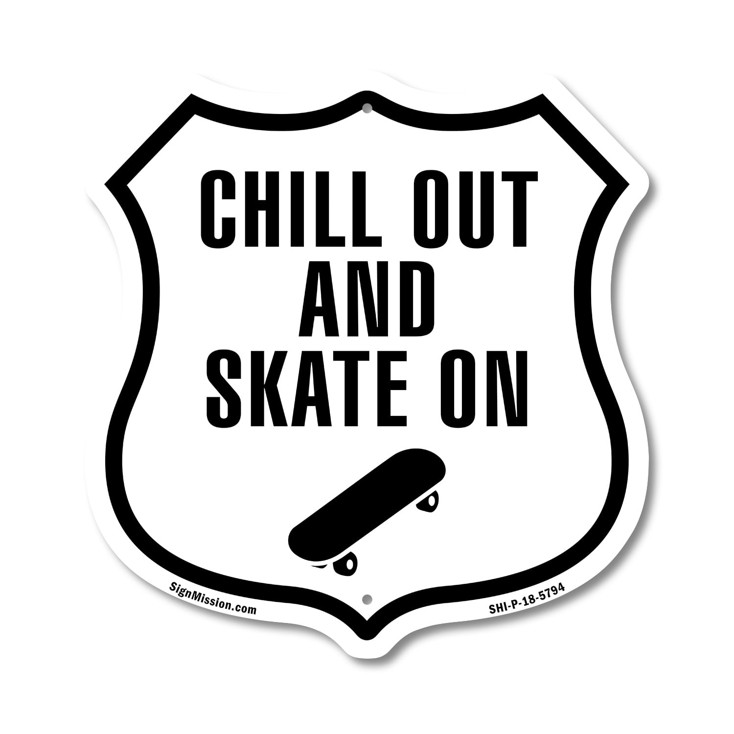 Chill Out and Skate On (2 Pack) 12 inch X 12 inch Shield-Shaped Rust ...