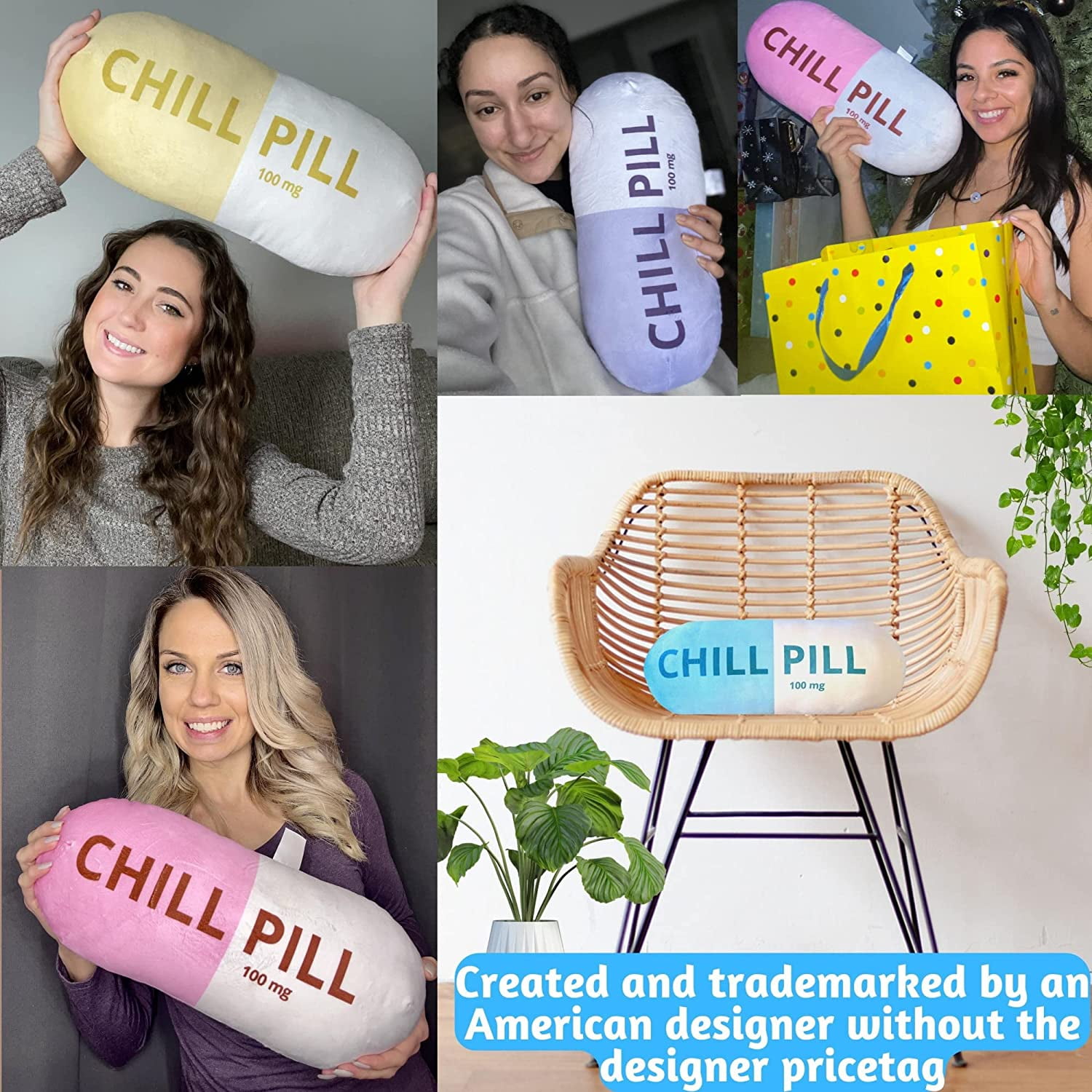 Chill Pill Pillow - Cervical Neck Pillow, Calming Corner Classroom Must Haves Bolster Throw ...
