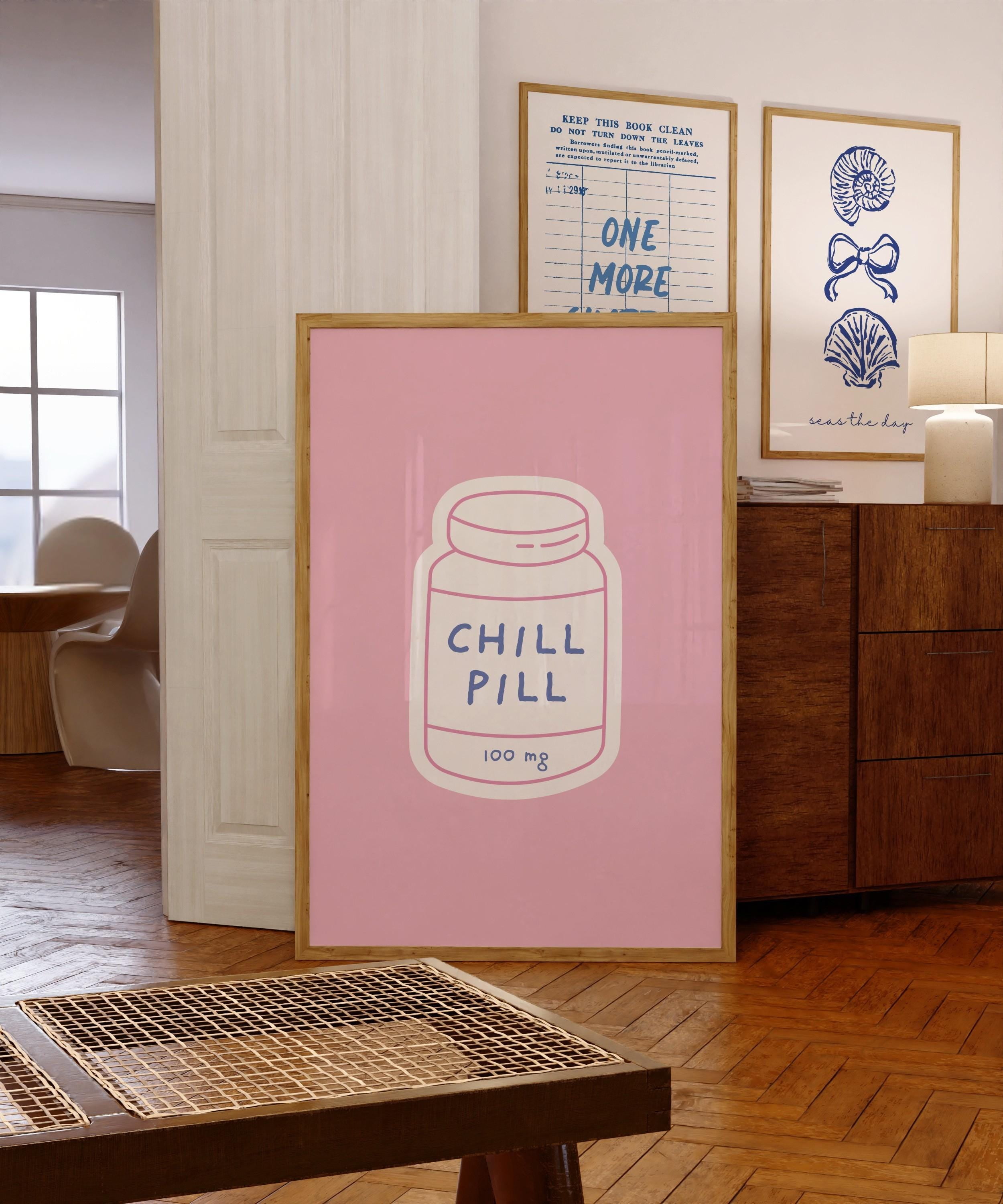 Chill Pill Poster V2 Funky Motivational College Dorm Decor - Walmart.com