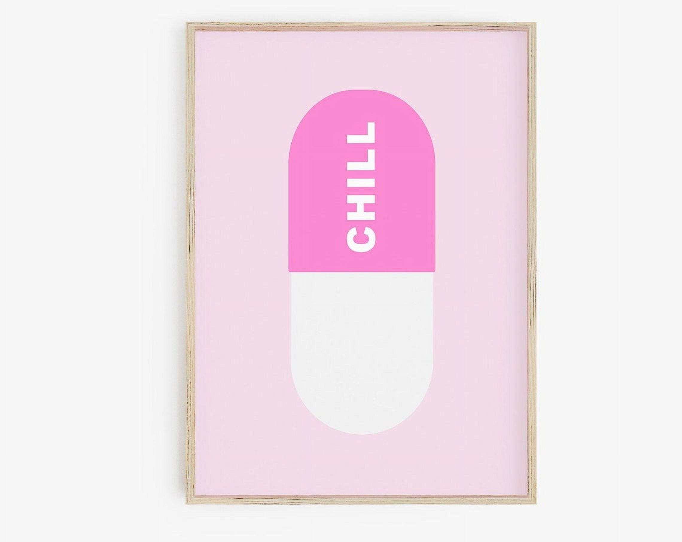 Chill Pill Wall Art Print, Preppy Poster, Preppy Room Decor, Pink White ...