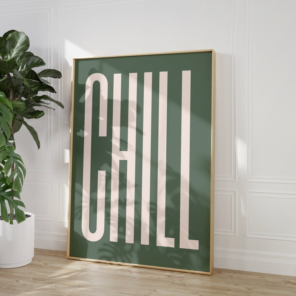 Chill Print, Trendy Quote Wall Art, Sage Green Typography Print, Poster ...