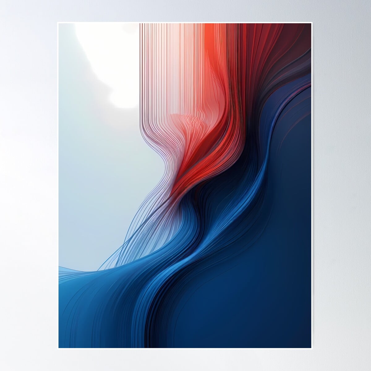 Chill Red Blue Fluid Art Dynamic Colors Lines Poster Wall Art, Modern ...