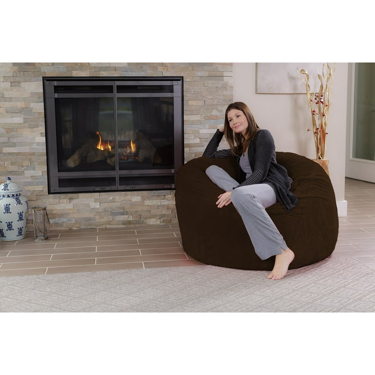 Chill Sack Bean Bag Chair Memory Foam Lounger with Ultra Fur Cover Kids Adults 4 ft Brown Walmart